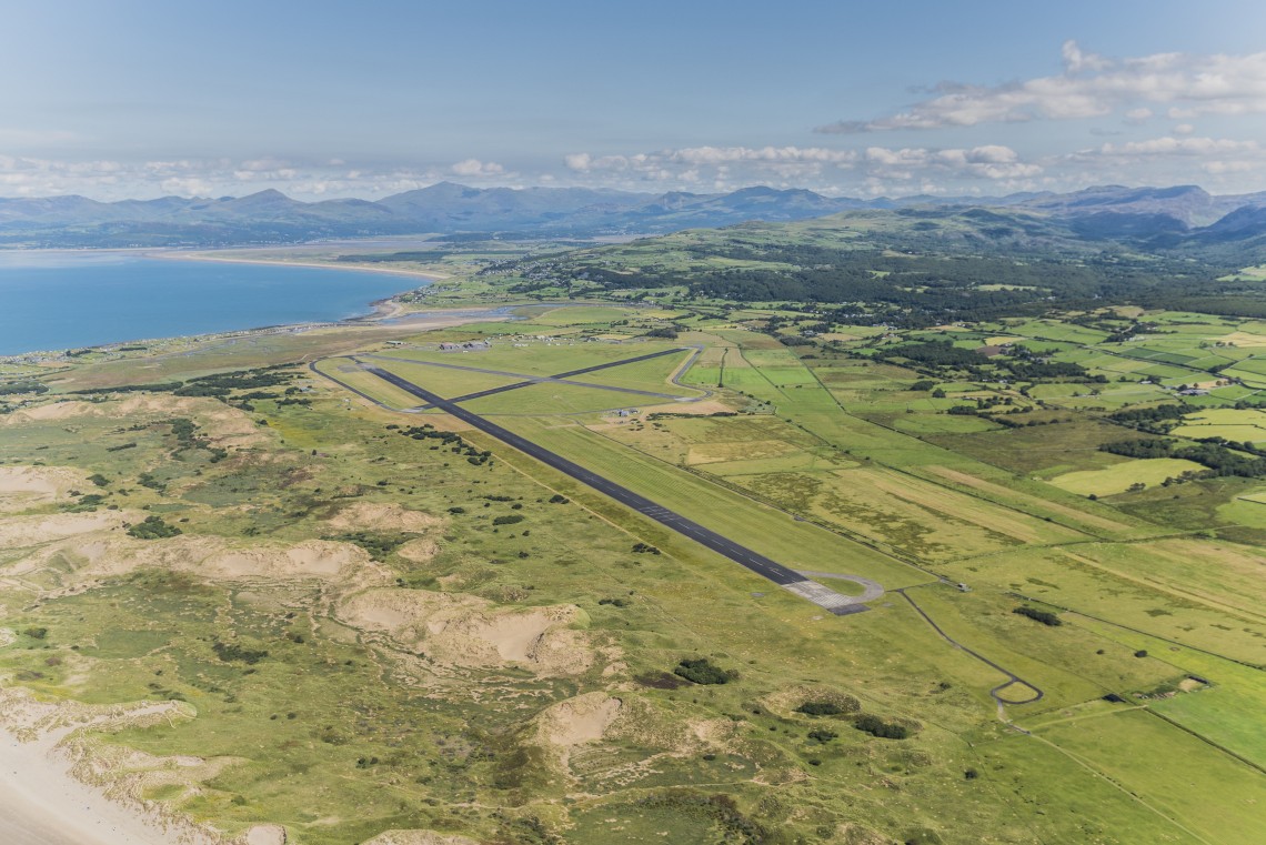 Wales: Airfield With Runways, Hanger and Beautiful Mountain Backdrop ...